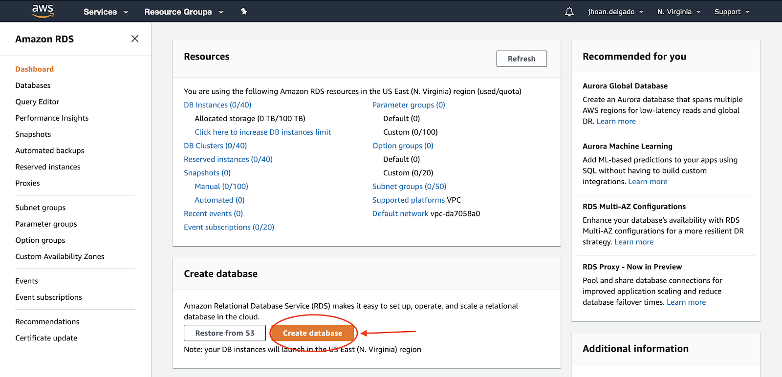 Cómo crear una base de datos en Amazon RDS